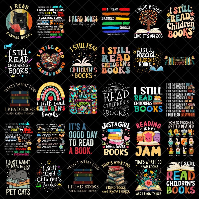 I Still Read Children's Books Png Bundle, Teacher Life Png, Book Lover ...