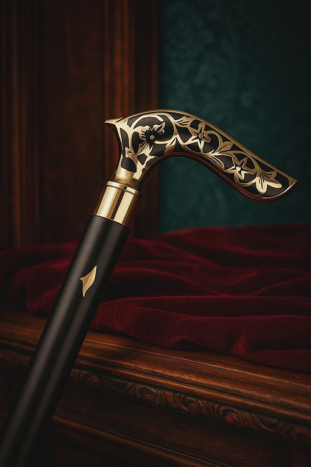 Elegant Brass & Black Walking Cane – Handcrafted Wooden Stick With ...