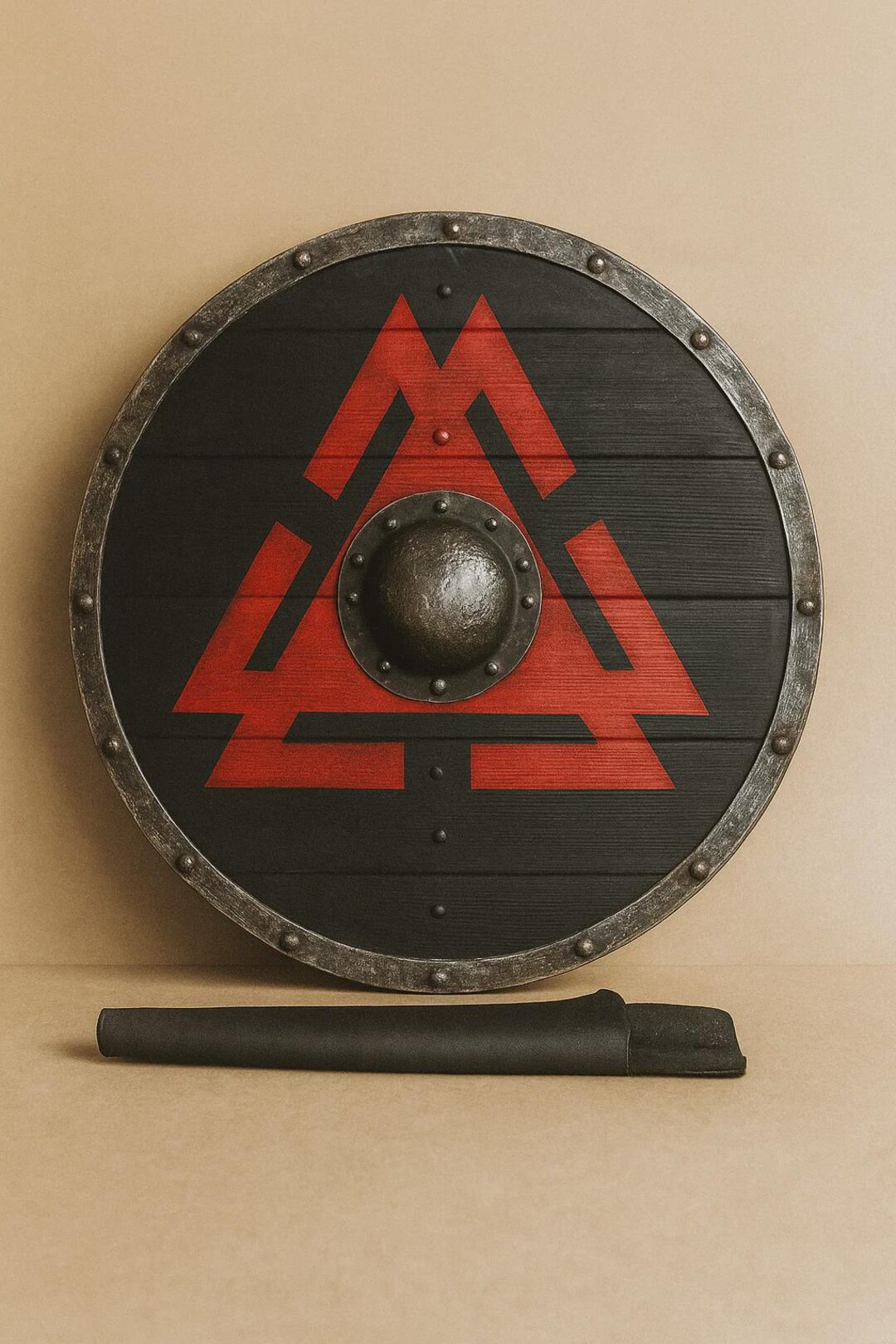 Viking Wooden Shield 24" – Valknut Symbol | Wood & Steel Shield - Etsy