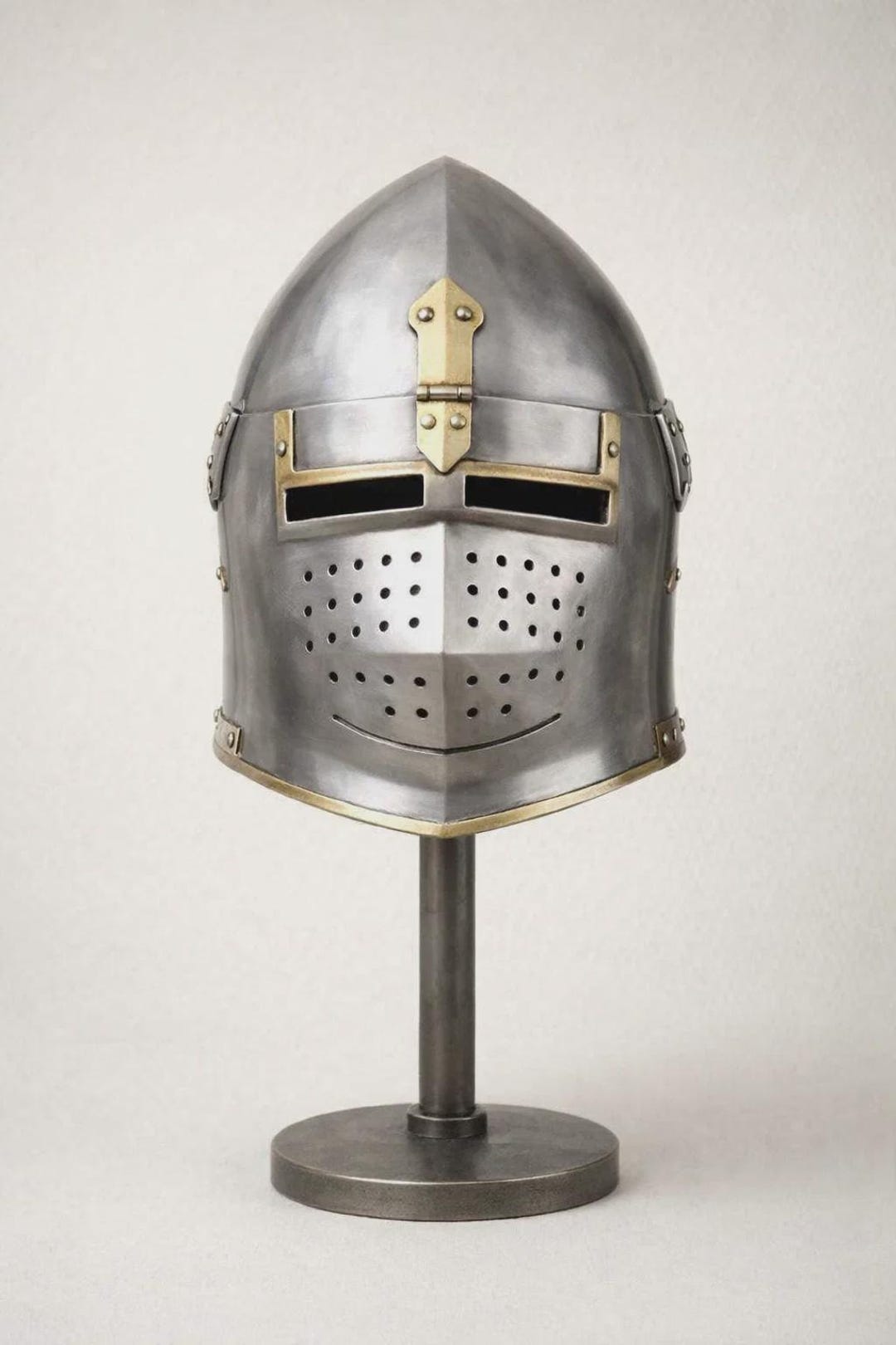 Medieval Closed Face Knight Helmet | Steel Armor Helm Display | Gothic ...