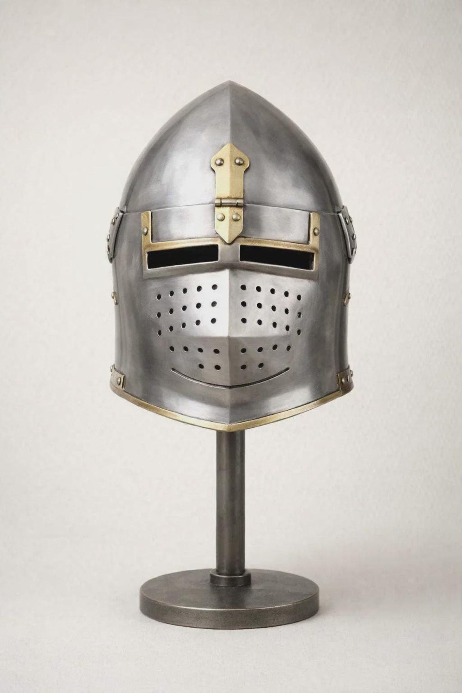 Medieval Closed Face Knight Helmet | Steel Armor Helm Display | Gothic ...