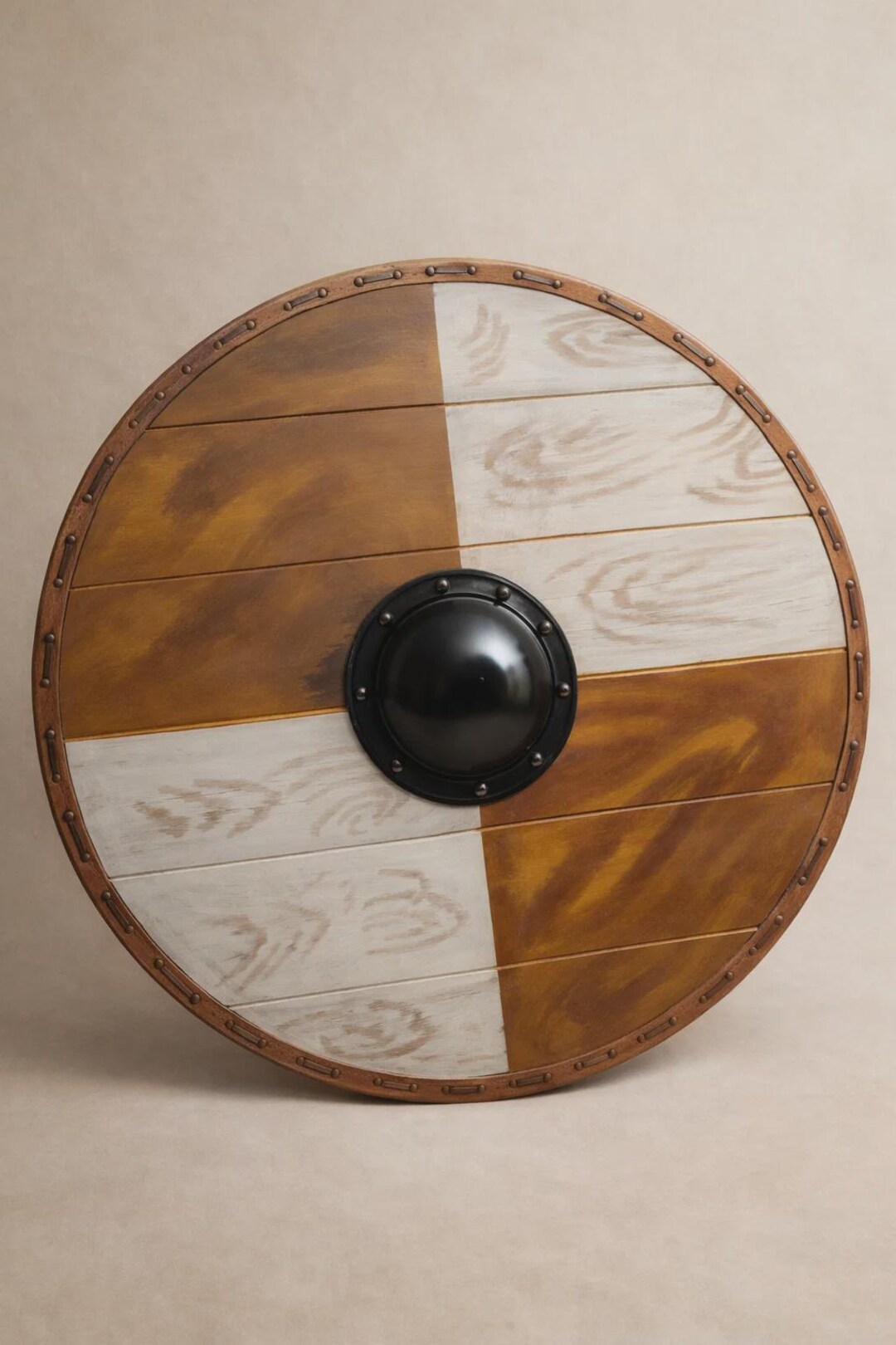 Viking Round Wooden Shield | Medieval Style Wall Shield | Rustic Nordic ...