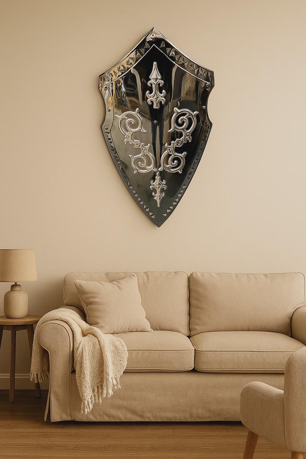 Fantasy Knight Shield – Black & Silver Medieval Shield – Cosplay Armor ...