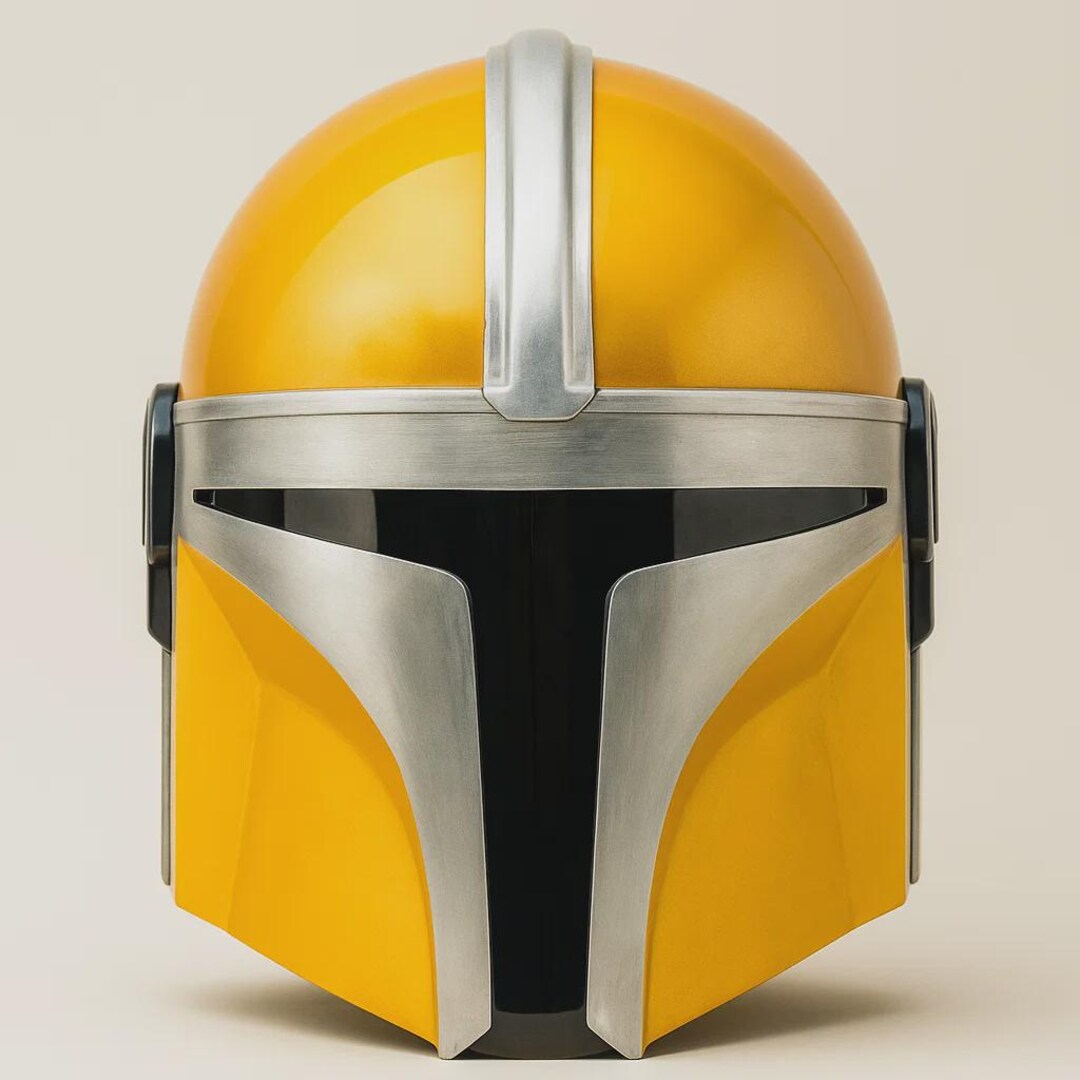 Mandalorian Yellow Steel Helmet | Full Metal Star Wars Replica | Adult ...