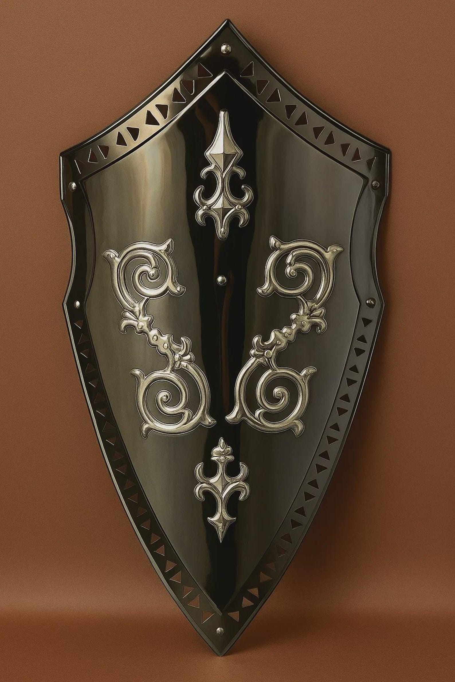 Fantasy Knight Shield – Black & Silver Medieval Shield – Cosplay Armor ...