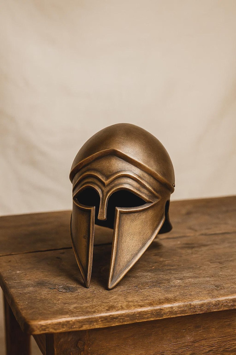 Ancient Greek Spartan Bronze Helmet – Historical Warrior Armor Display ...