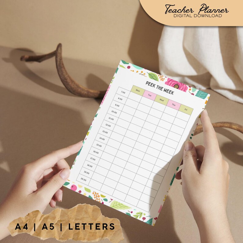 2026 Floral Teacher Planner | Lesson Plans, Attendance (PDF Download A4 ...