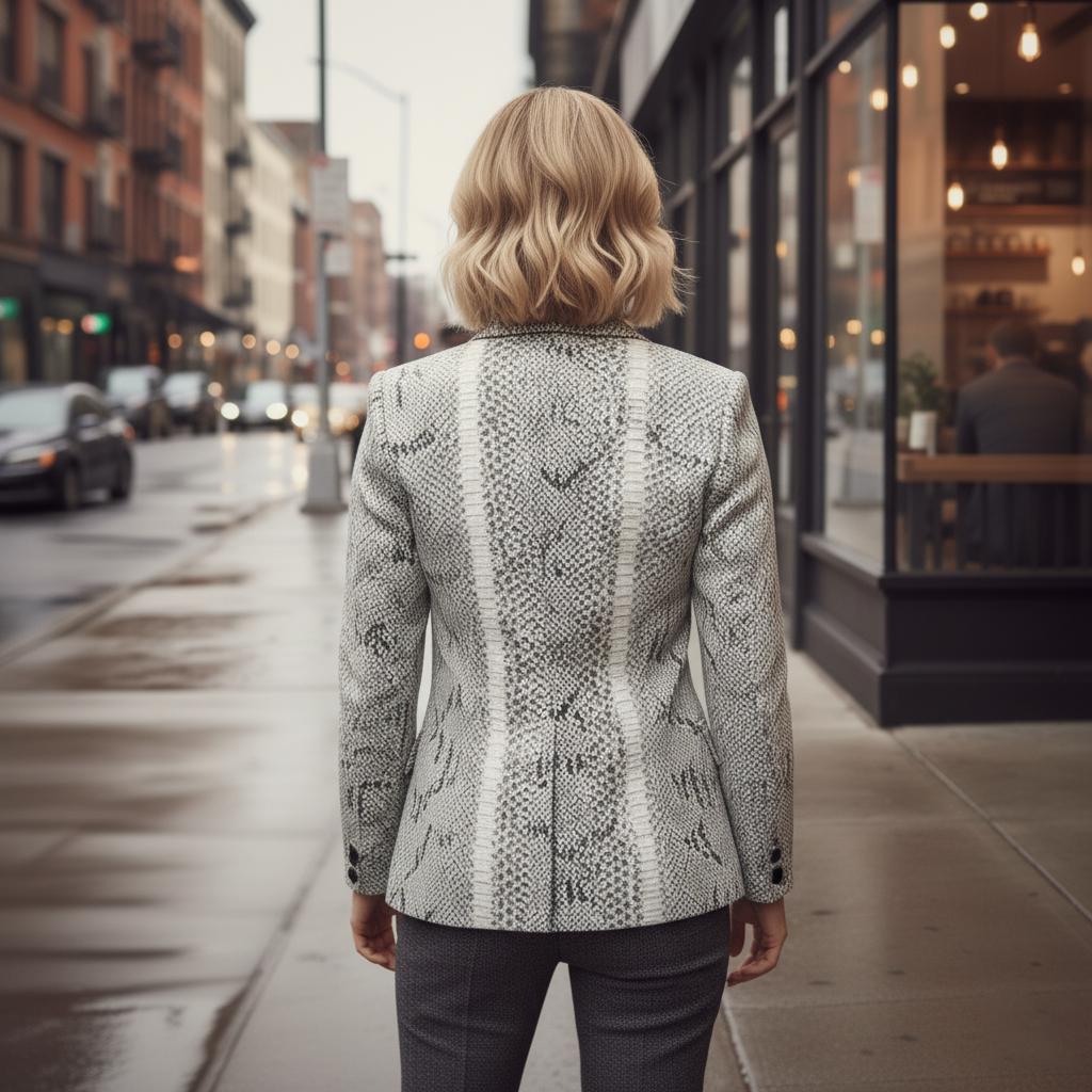 Women’s Silver Snakeskin Leather Jacket – Handmade Quilted Viscose ...