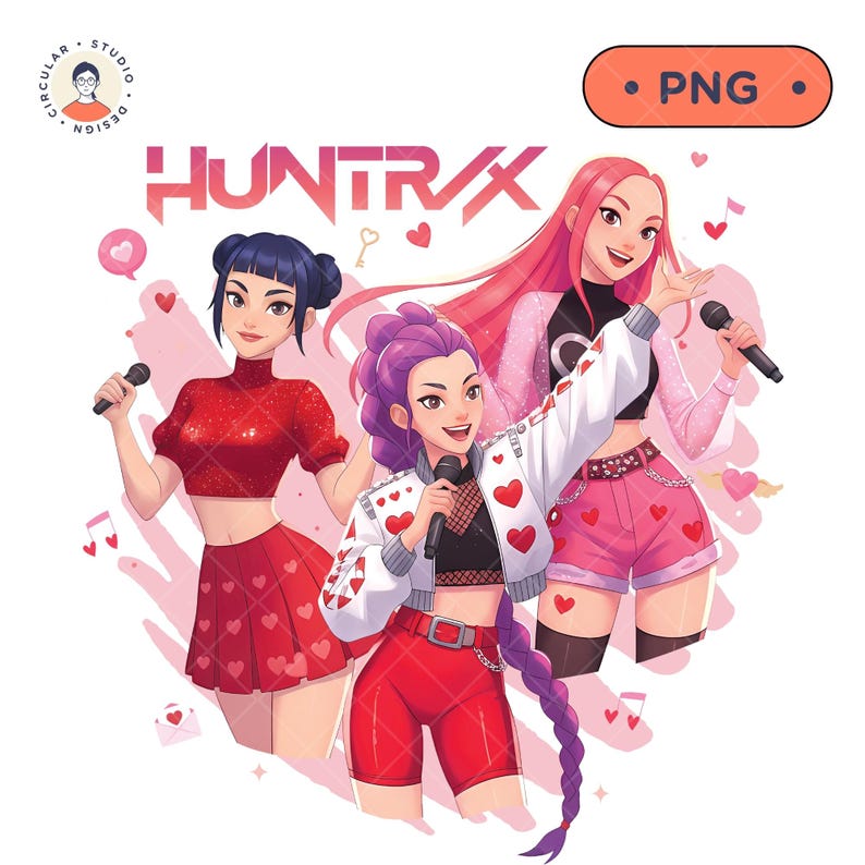 HUNTRIX Kpop Demon Hunter Idol Girl Group PNG - Valentine's Stage ...