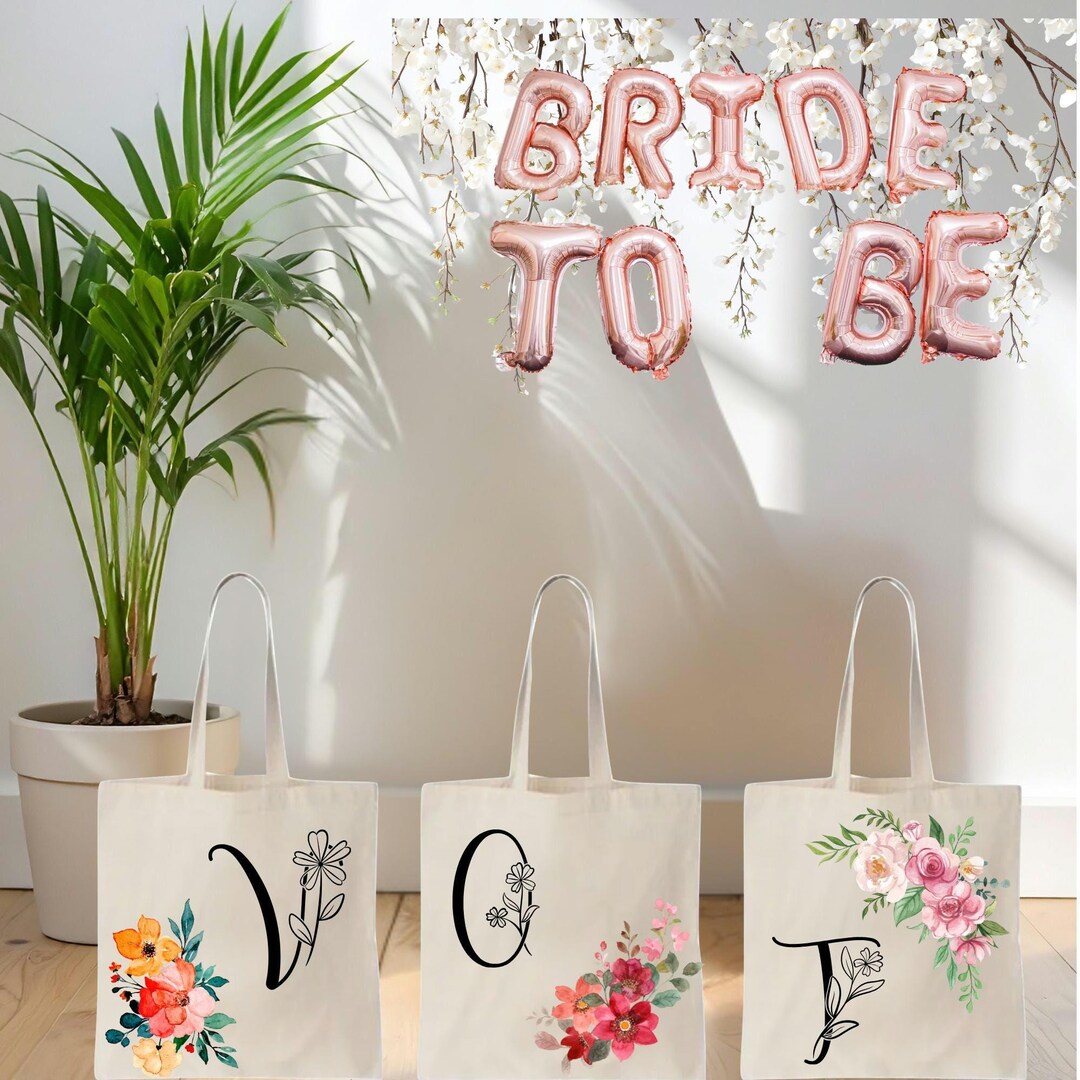 Personalized Birth Month Flower Tote Bags for Women, Cute Canvas Tote ...