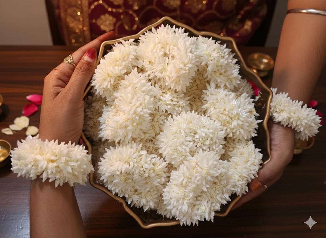 Jasmine Scented Sangeet Haldi Mehndi Ganey GAJRA Ganaas Bracelets ...