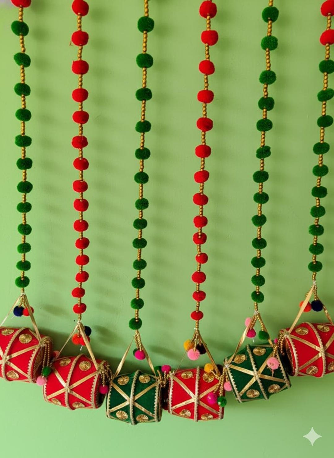 Pom Pom Dholki Hangings: Indian Wedding Mehndi Haldi Decor, Makar ...