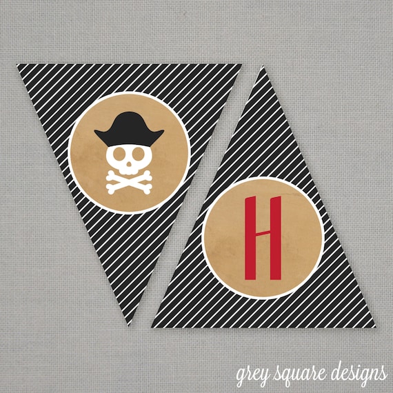 Pirate Happy Birthday Banner Immediate Download | Etsy