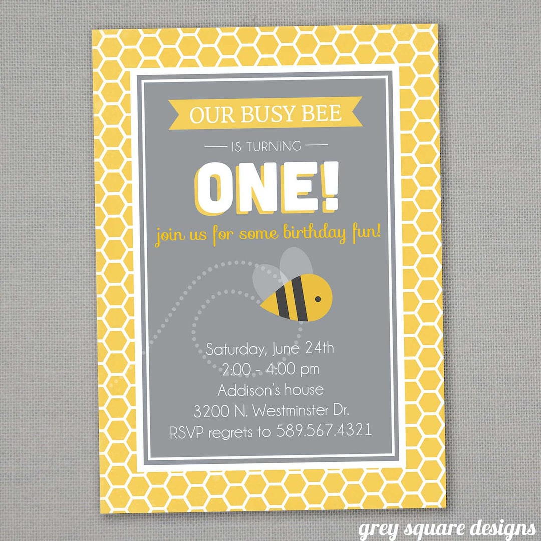Busy Bee Birthday Invitation - Etsy