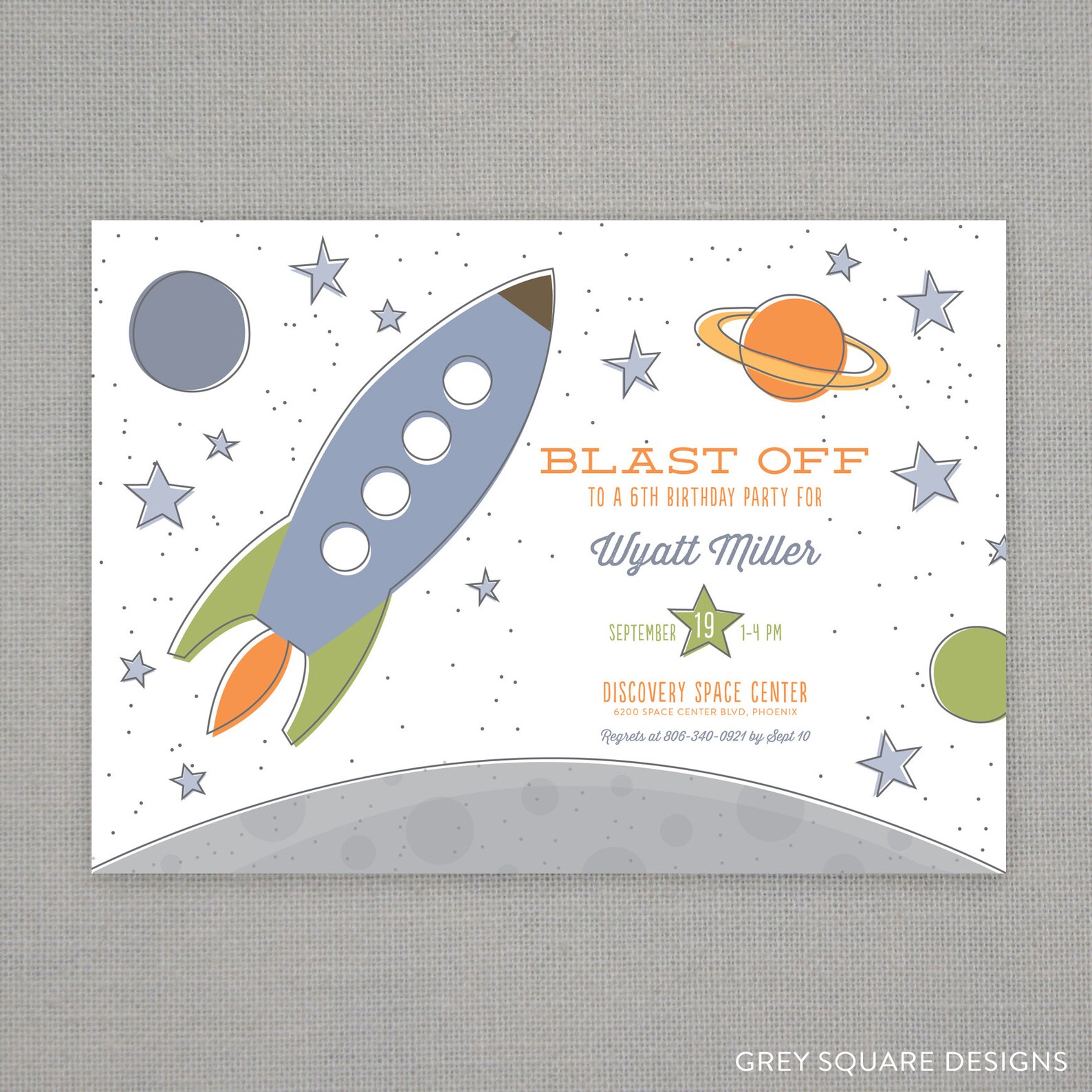 Blast off Rocket Birthday Invitation - Etsy