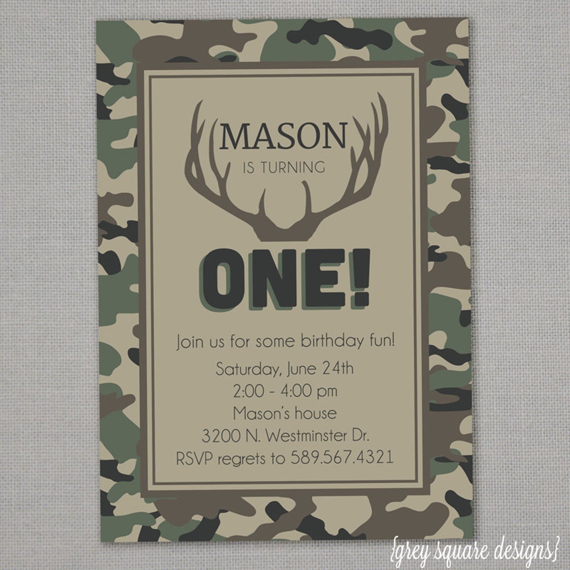 Camo Birthday Invitation - Etsy