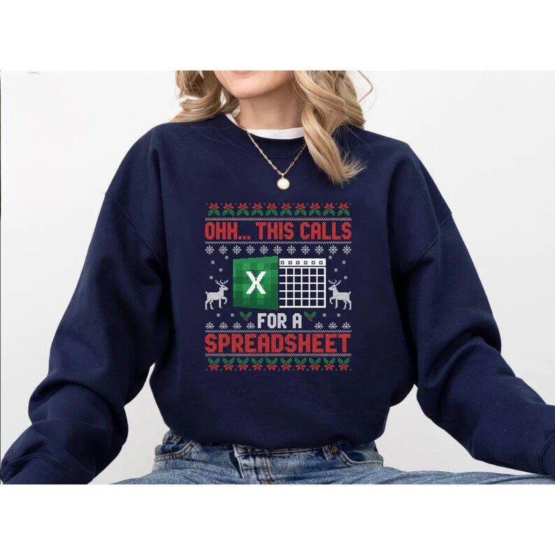 Funny Ugly Spreadsheet Christmas Sweater | Accounting Office Holiday ...