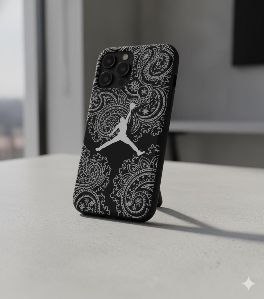 Jordan Jumpman Logo Black Paisley Phone Case, Custom Basketball Style ...