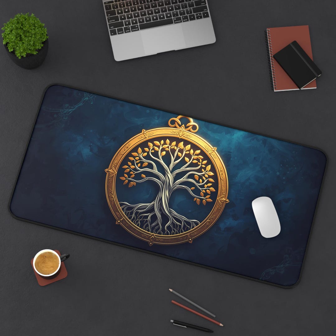 Golden Tree of Life Desk Mat | Mystical Celtic Tree Mousepad - Etsy