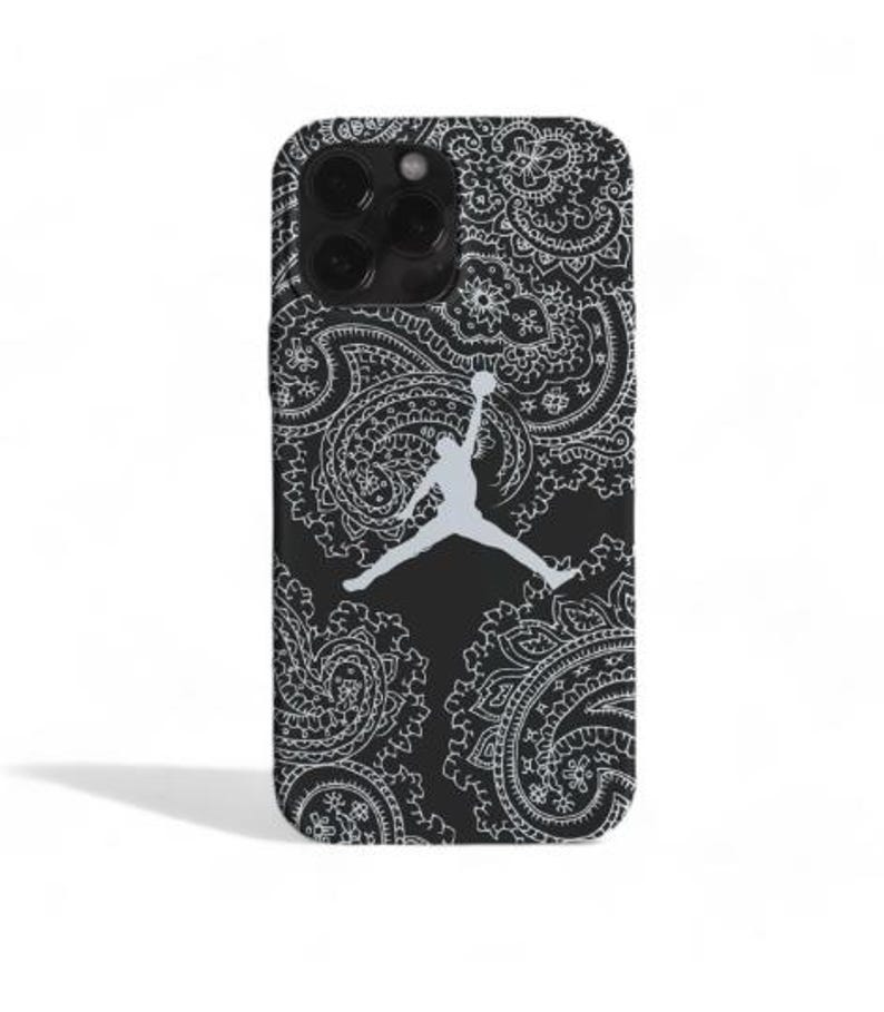 Jordan Jumpman Logo Black Paisley Phone Case, Custom Basketball Style ...
