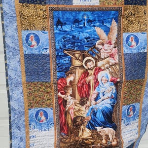 Nativity Manger Scene With Jesus, Mary, Joseph Quilt Made With Cotton ...