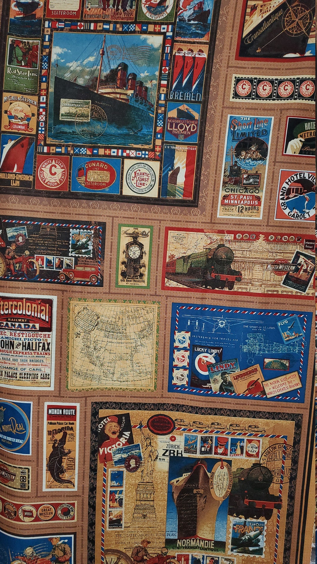 Train Panel by Wilmington Prints Beautiful Vintage Style Design With ...