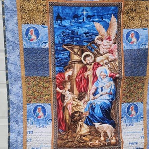 Nativity Manger Scene With Jesus, Mary, Joseph Quilt Made With Cotton ...
