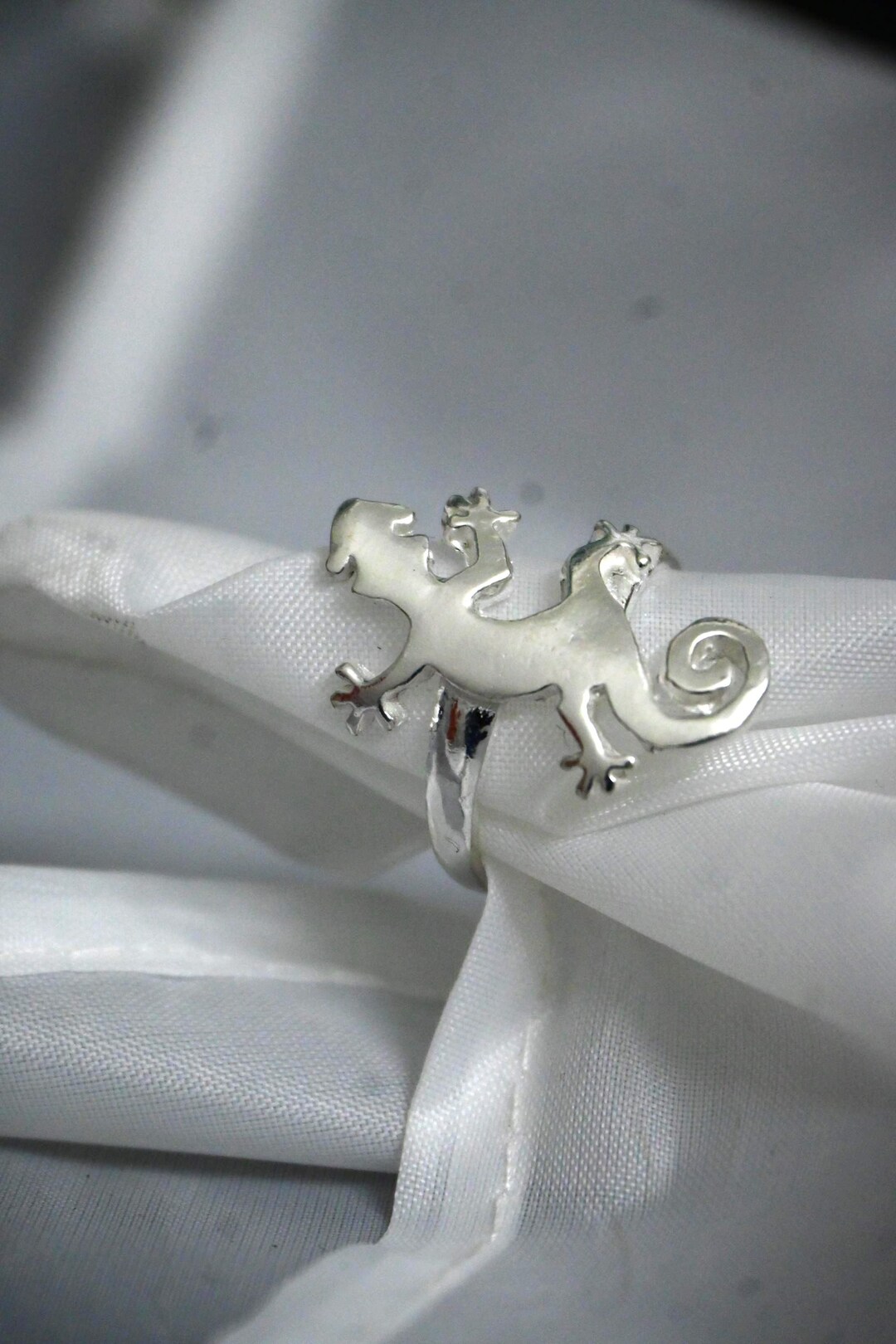 Sterling Silver Lizard Ring • Handmade Gecko Ring • Animal Jewelry for ...