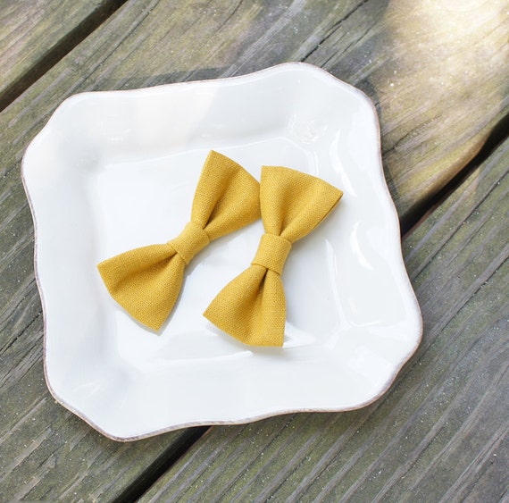 Mustard Yellow Linen Bows~ $4.99 for 2! – Bows for beauties