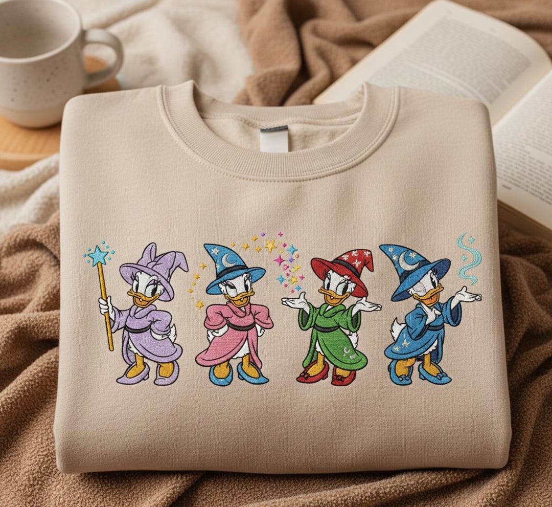 Custom Wizard Duck Cartoon Embroidered Sweatshirt Funny Magic Character ...