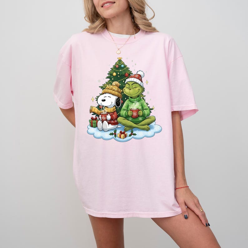 Snoopy and Grinch Christmas Tree PNG: Holiday Sweatshirt Design ...