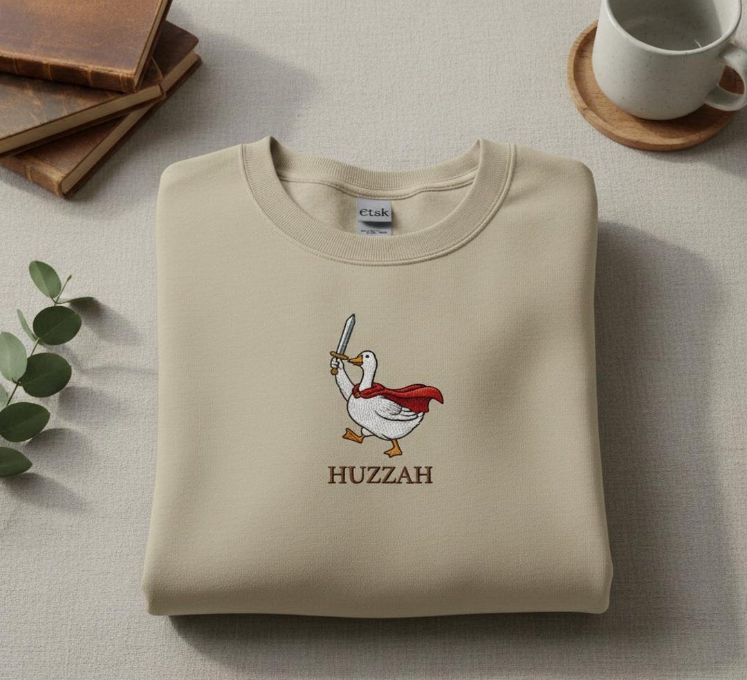 Custom Funny Goose Knight Illustration Design With Sword, Whimsical ...