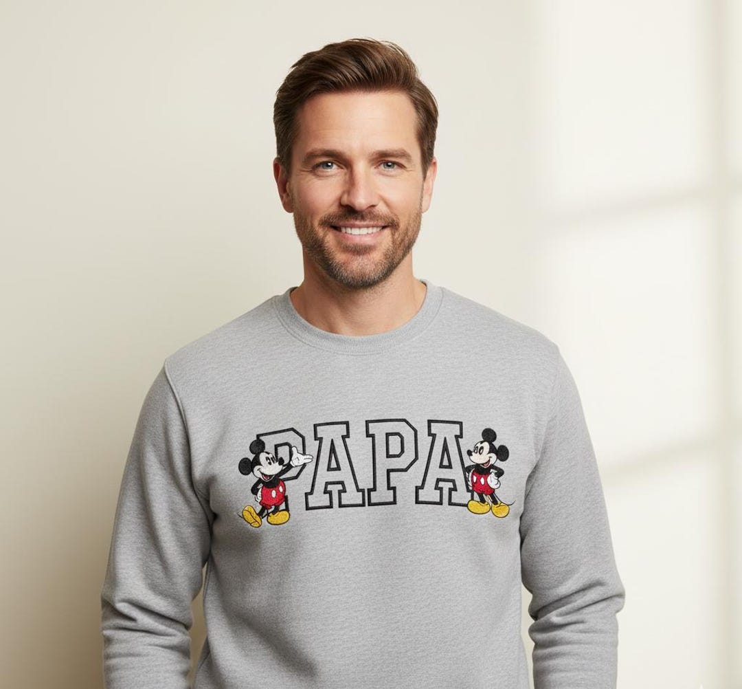 Custom Papa Sweatshirt With Cute Mouse Illustration Personalized Name ...
