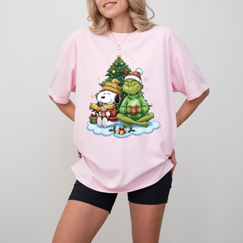Snoopy and Grinch Christmas Tree PNG: Holiday Sweatshirt Design ...