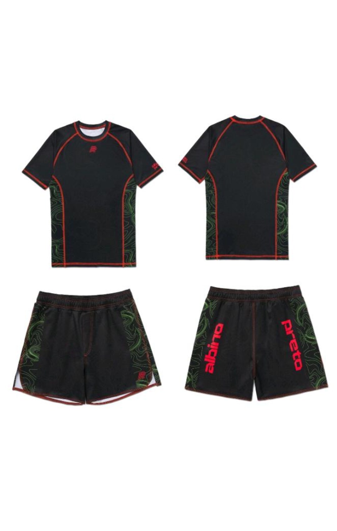 Albino and Preto Elektronic Rash Guard SS Short Bjj No Gi Uniform ...