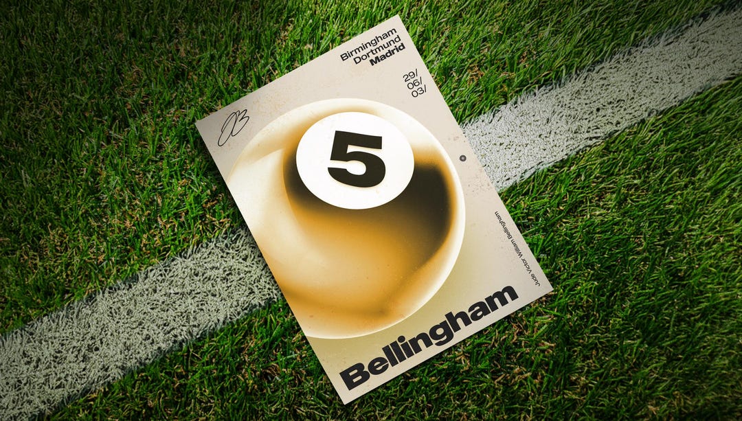 Jude Bellingham 8 Ball | Original Football Wall Art | Real Madrid Print ...