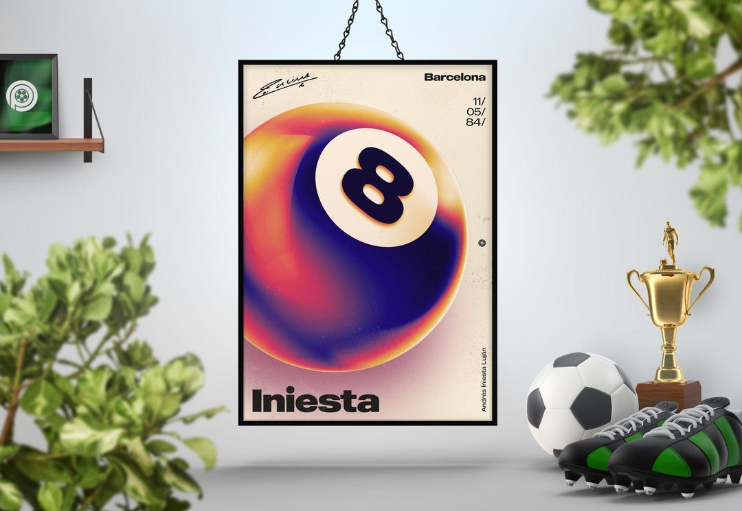 Andrés Iniesta 8 Ball | Original Football Wall Art | Barcelona Legend ...
