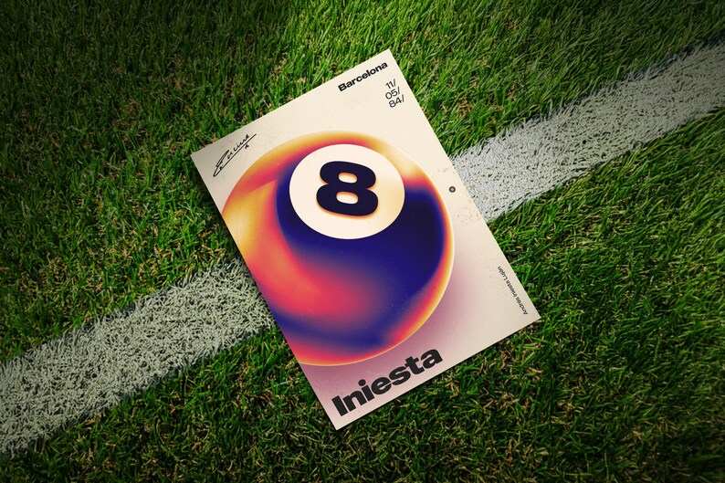 Andrés Iniesta 8 Ball | Original Football Wall Art | Barcelona Legend ...