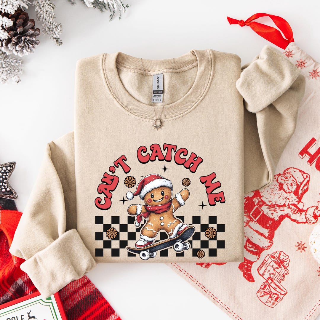 Cant Catch Me Gingerbread Man Christmas Kids Shirt | Funny Holiday ...