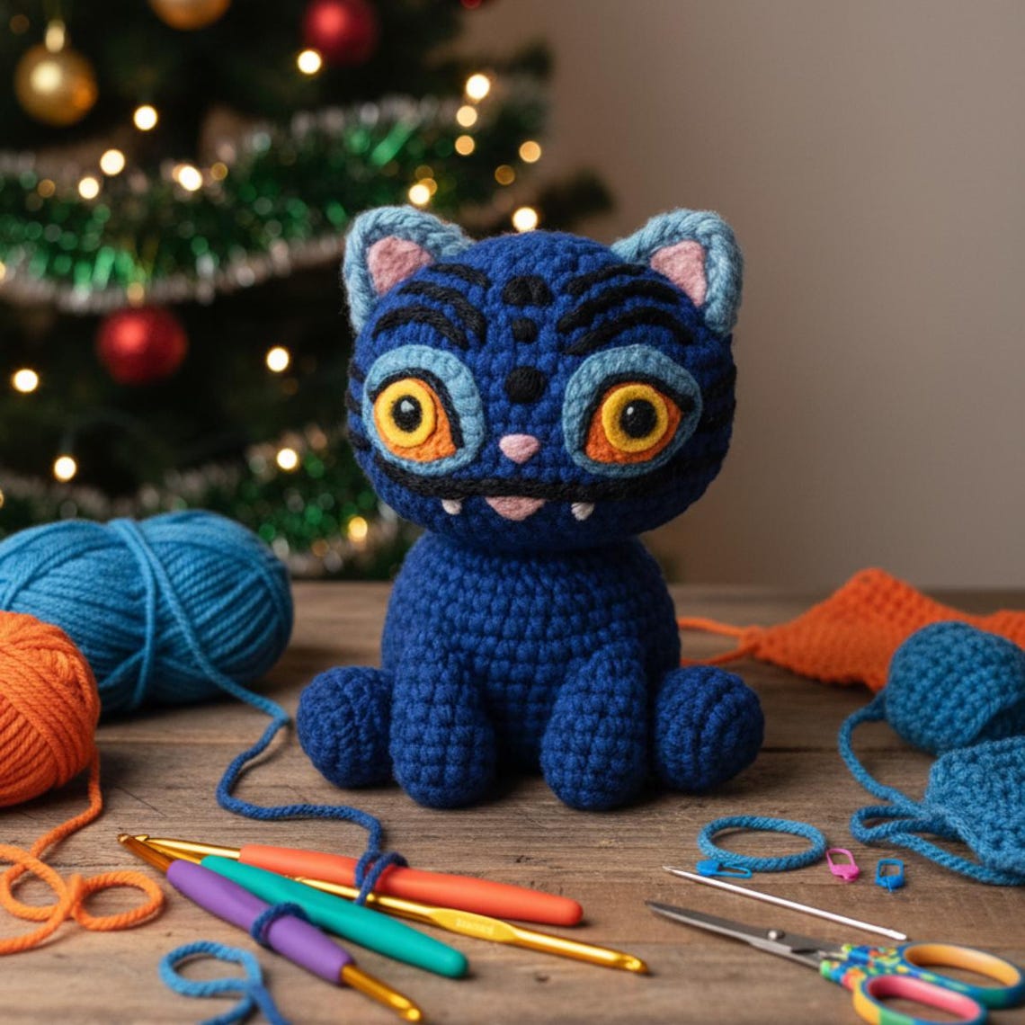 Blue Tiger Striped Cat Amigurumi Crochet Pattern | Instant PDF Plush ...