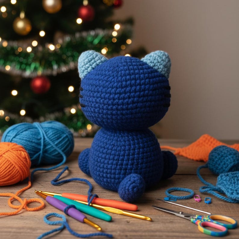 Blue Tiger Striped Cat Amigurumi Crochet Pattern | Instant PDF Plush ...