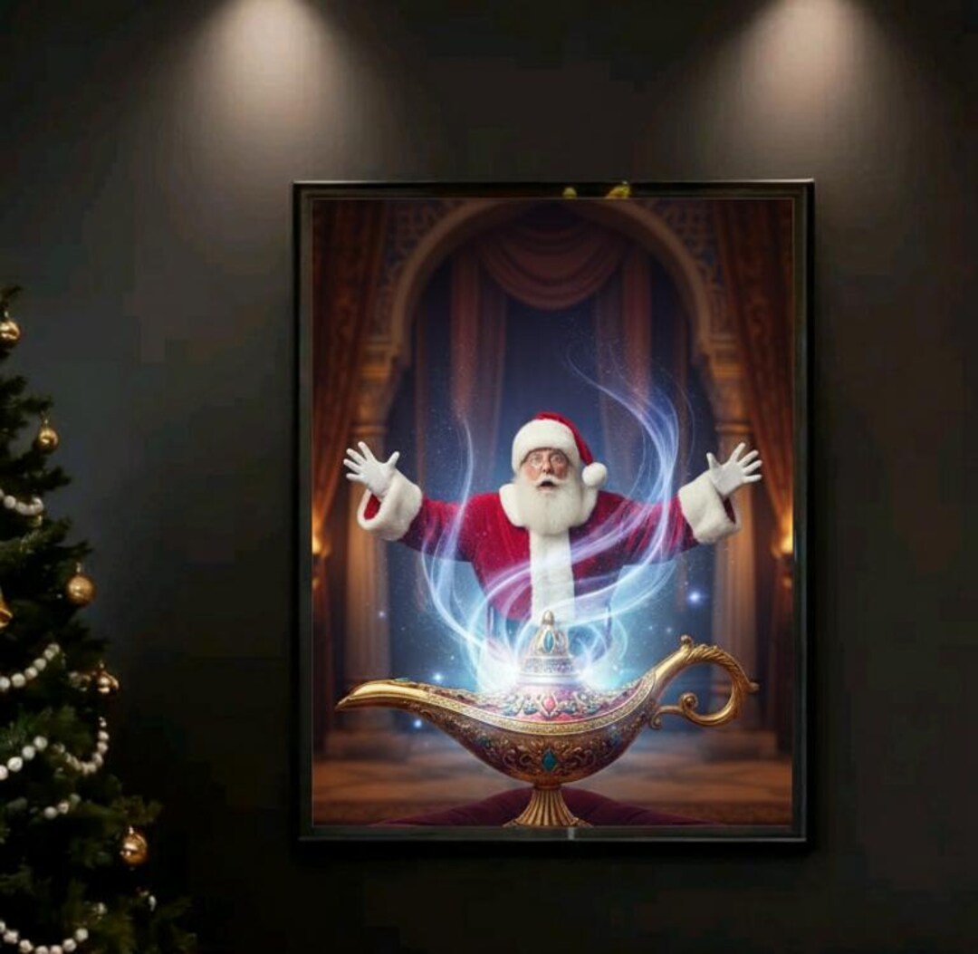 Santa Claus Gifte Fully Genie Lamp Digital Art Print - Magical ...