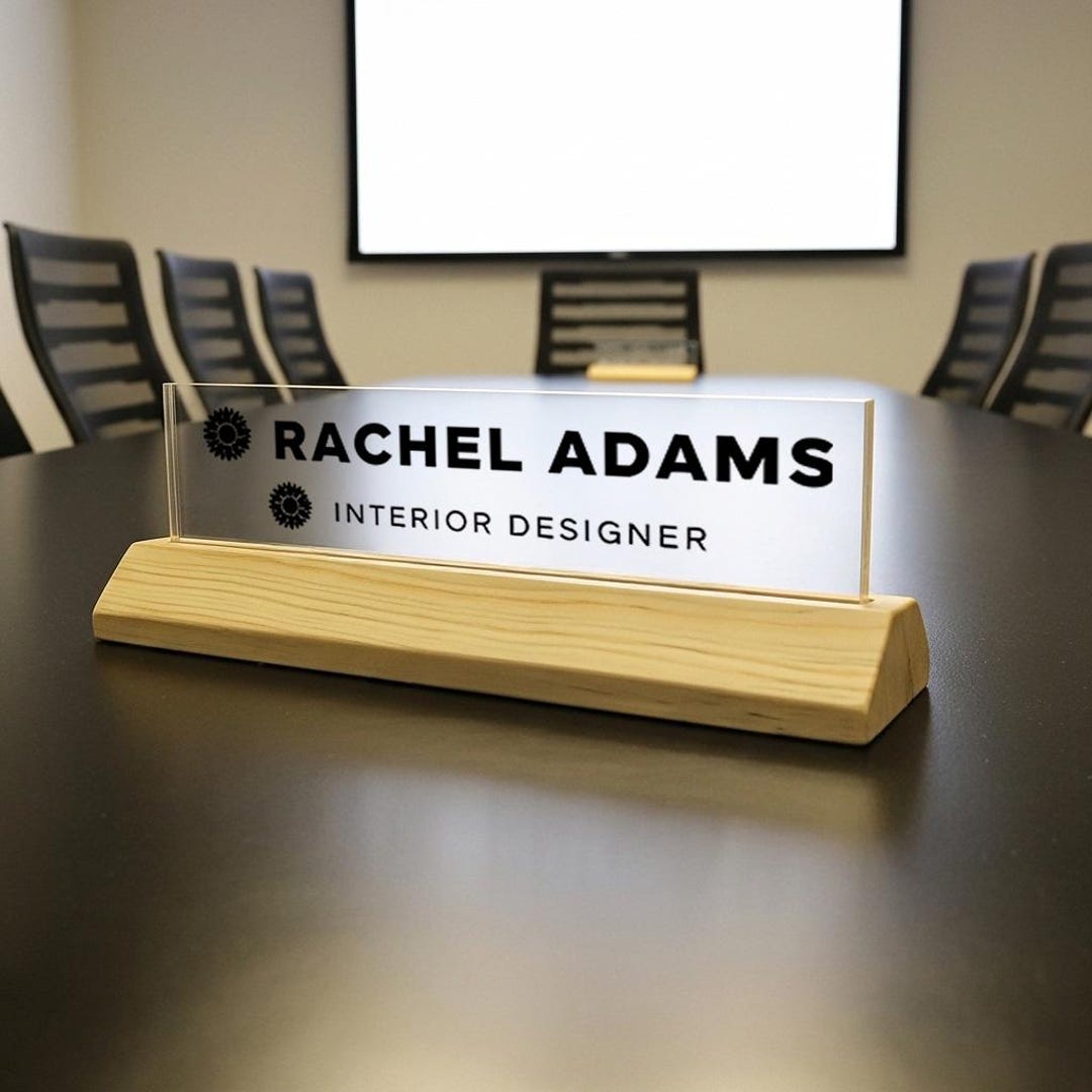Custom Desk Plate, Engraved Office Sign, Acrylic Name Plaque, Wooden ...