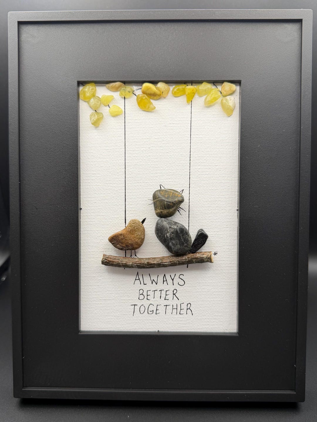 Handmade Pebble Art - Bird Couple on Swing, Romantic Anniversary Gift ...