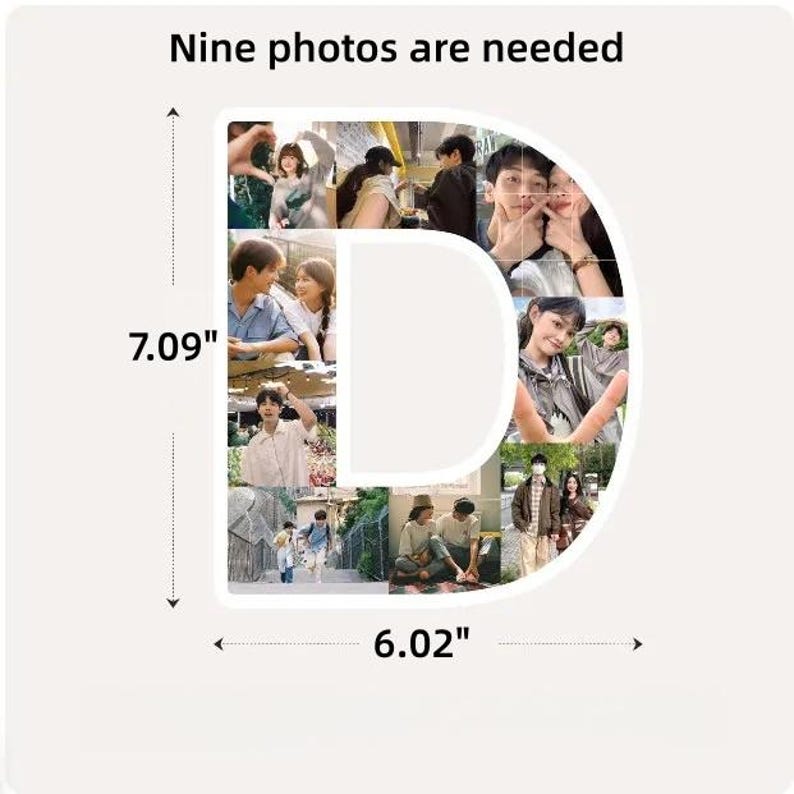 Custom Letter Photo Collage Frame, Personalized Initial Ornament ...