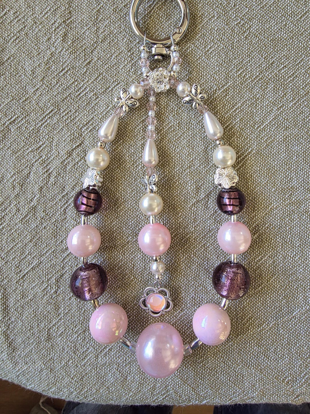 Blush Pearl Beaded Keychain | Romantic Floral Bag Charm | Elegant ...