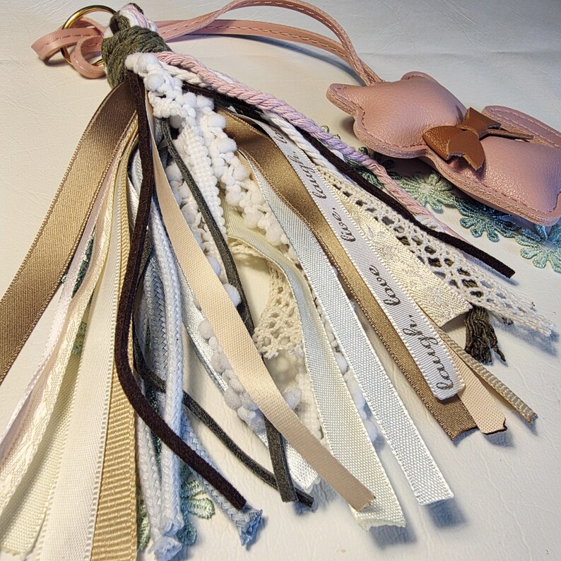 Dusky Pink Faux Leather Cat Bag Charm | Handmade Tassel Keychain - Etsy ...