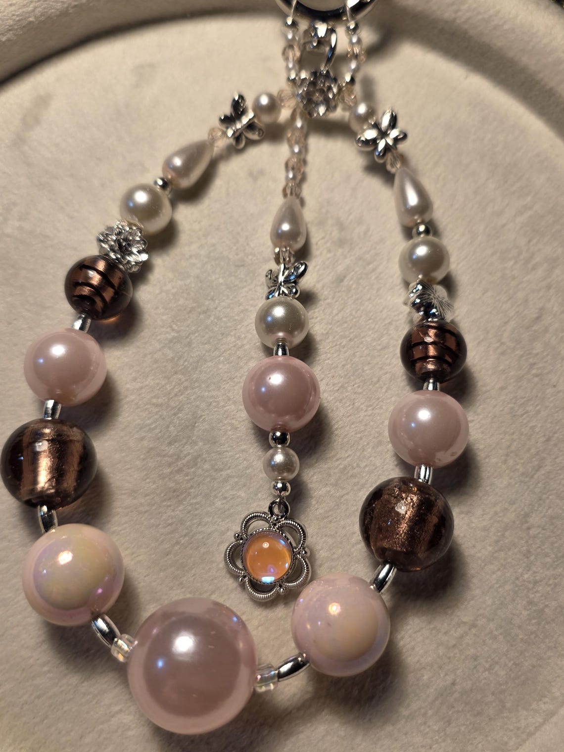 Blush Pearl Beaded Keychain | Romantic Floral Bag Charm | Elegant ...