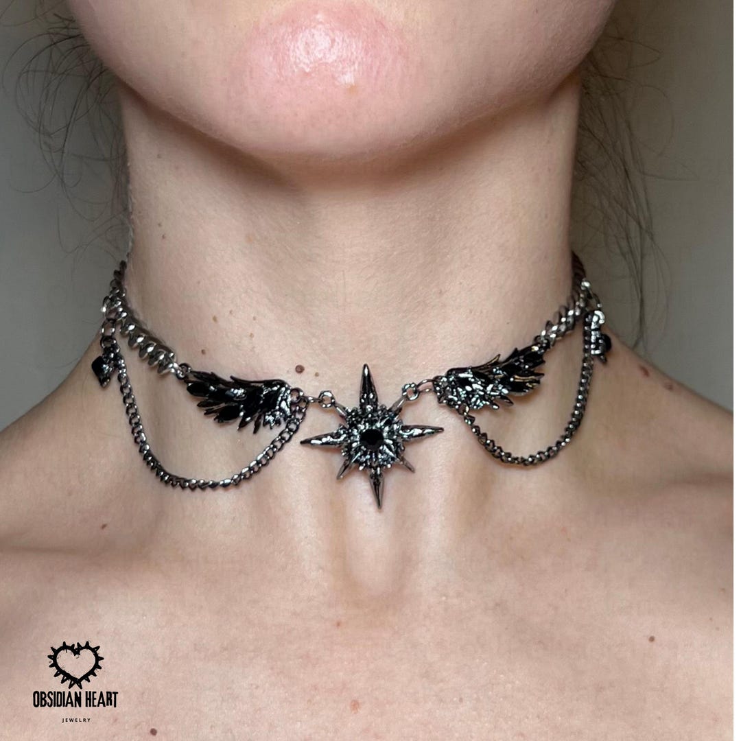 Goth Wing Necklace, Wings Pendant, Gothic Jewelry - Etsy