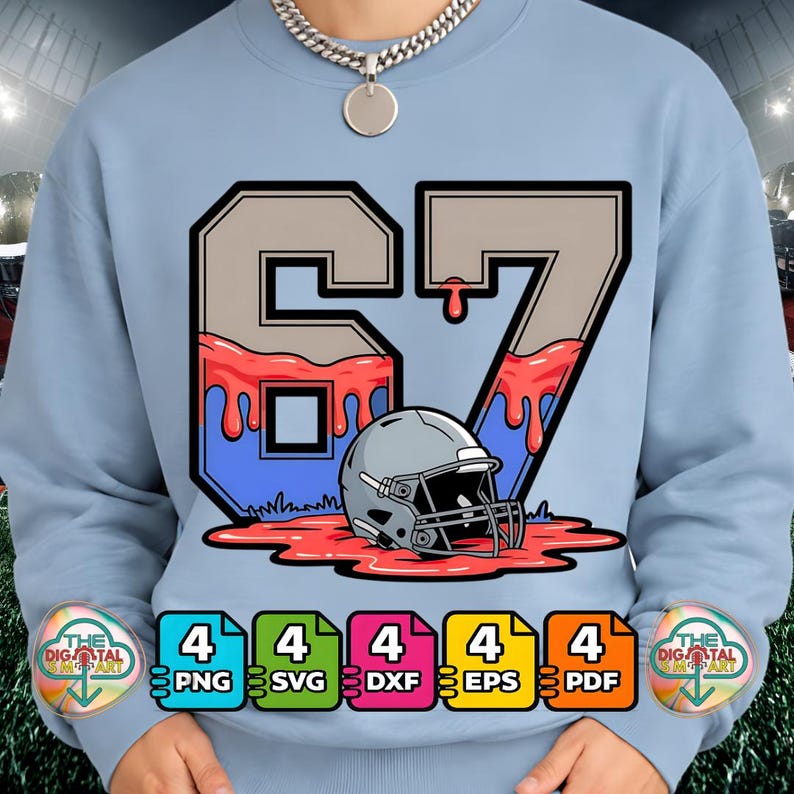 Football 67 Six Seven Meme Funny Drip American Png Svg Dxf Bundle ...